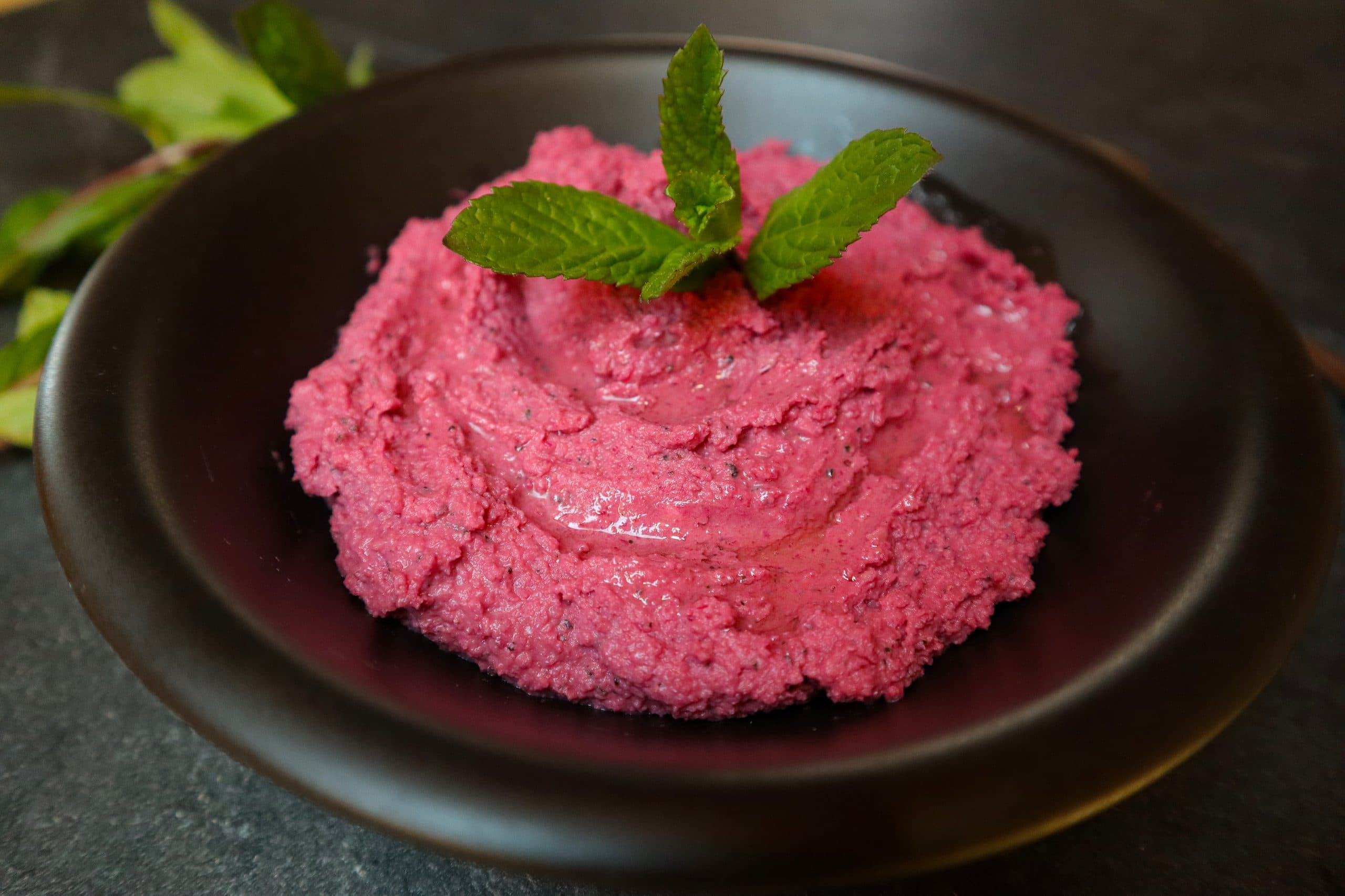 Pink Beetroot and Peppermint Hummus | Don't Waste Your Taste | Vegan recipe
